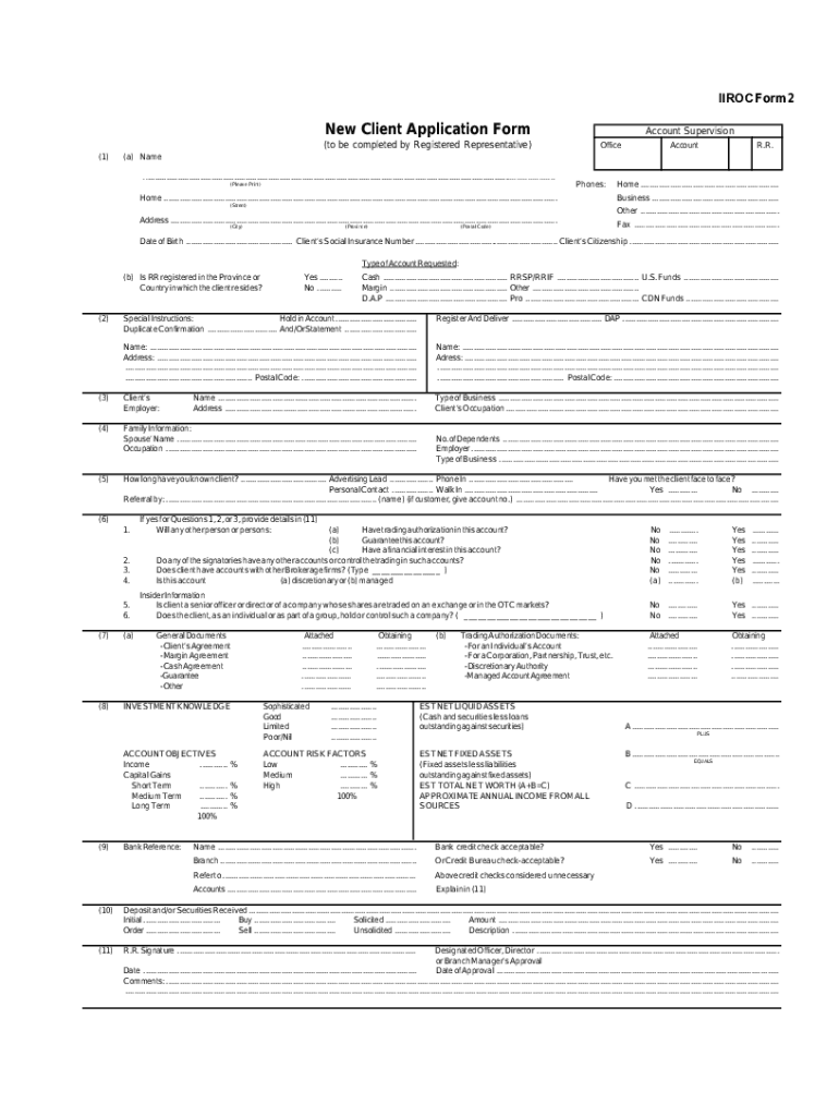 Fillable Online New Client Application Form. New Client Application ...