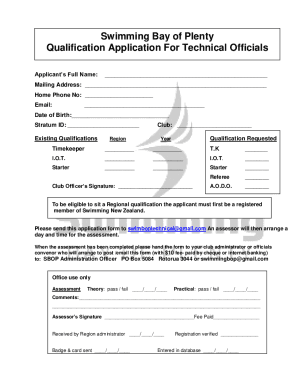Fillable Online bayofplenty swimming org Technical Officials - Swimming ...