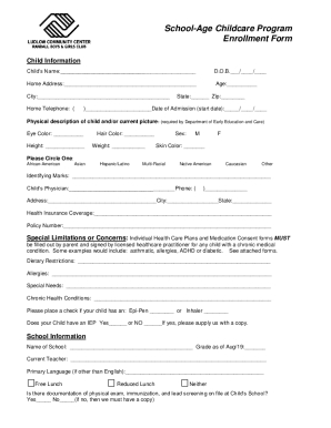 Fillable Online Child's Enrollment Form Fax Email Print - pdfFiller