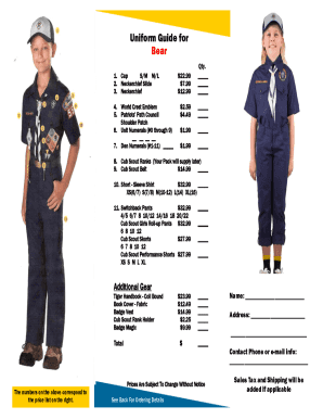 Fillable Online Uniform Guide for Bear Cubs - Cub Scout Pack 133 ...