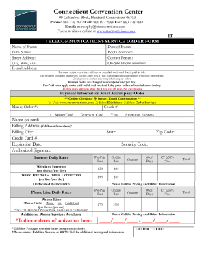 Fillable Online Order Services - Connecticut Convention Center Fax ...