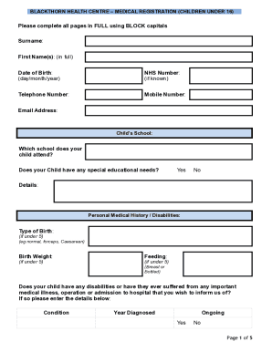 Fillable Online child registration form Fax Email Print - pdfFiller