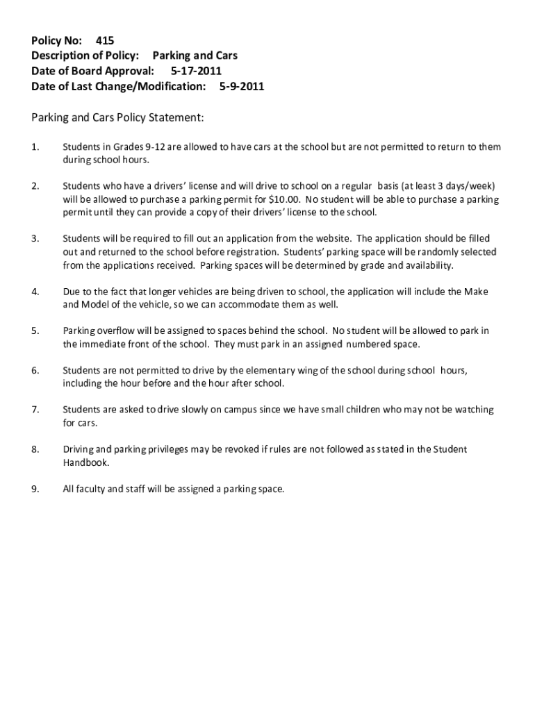 Fillable Online Rules and Regulations: Parking and Transportation Services Fax Email Print ...