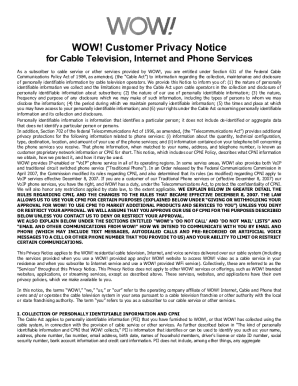 Fillable Online Fillable Online WOW! Customer Privacy Notice - wowway ...