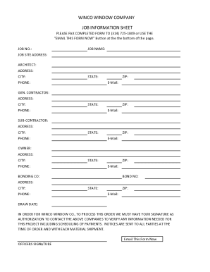 Fillable Online WINCO WINDOW COMPANY Fax Email Print - pdfFiller
