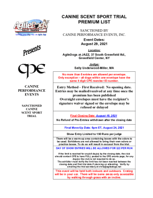 Fillable Online CPE - Canine Performance Events, Inc. Fax Email Print ...