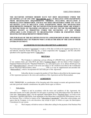 Fillable Online Regulation D Subscription Agreement - SEC.gov Fax Email Print - pdfFiller