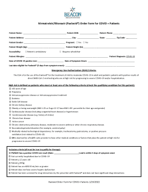 Fillable Online PAXLOVID ORDER FORM FOR OUTPATIENT TREATMENT ... Fax ...