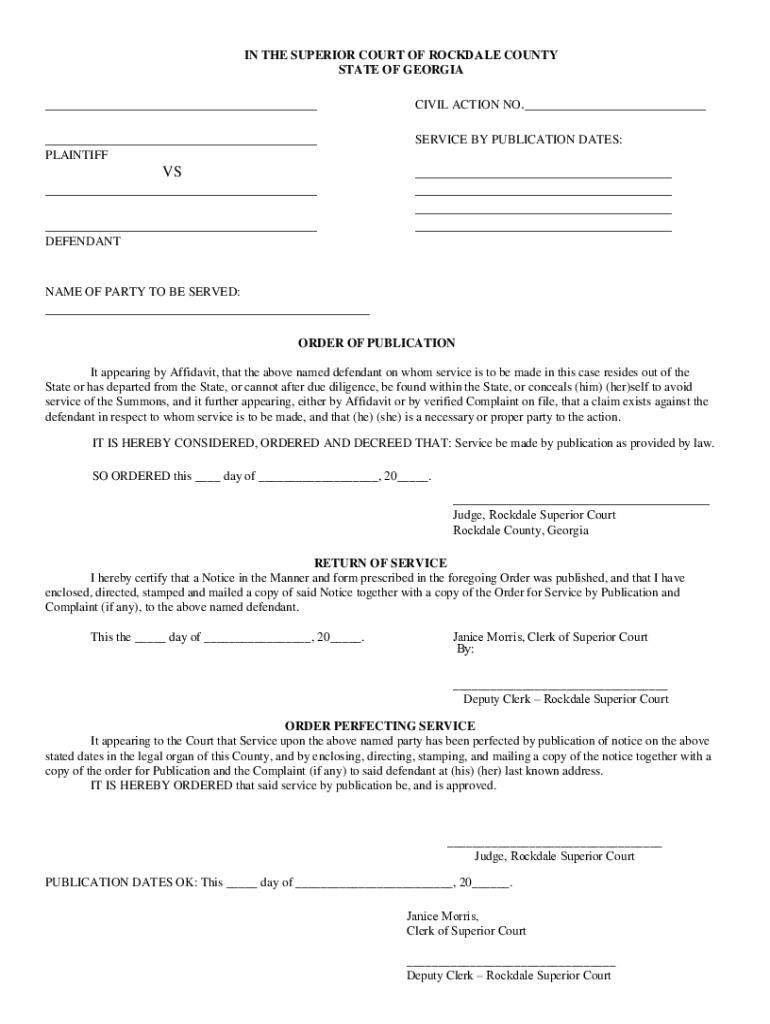 Fillable Online Sheriff's Entry of Service Form - Rockdale County Fax ...
