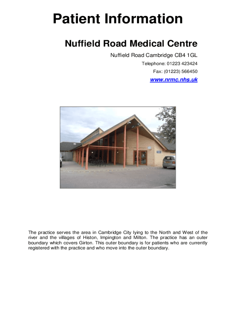 Fillable Online Nuffield Road Medical Centre: Homepage Fax Email Print ...