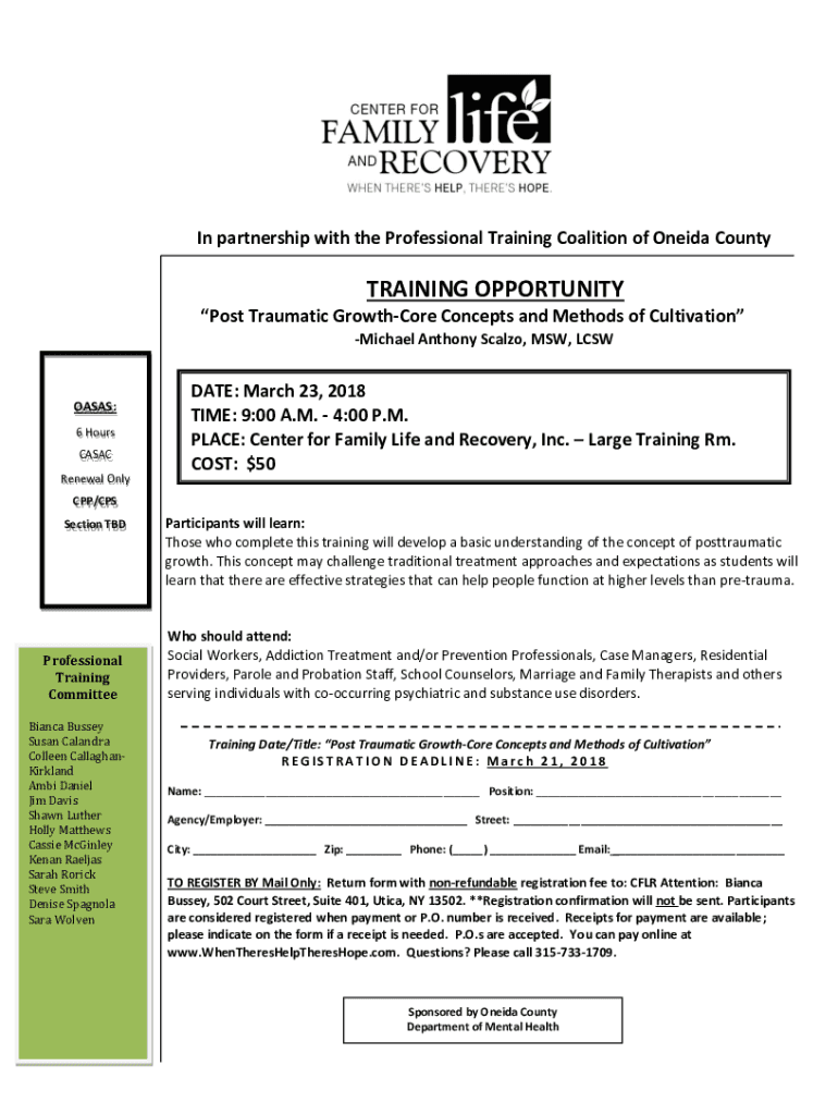 Fillable Online TRAINING OPPORTUNITY Fax Email Print - pdfFiller