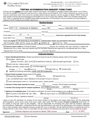 Fillable Online Disability Services (DS) Registration Form - Columbia ...