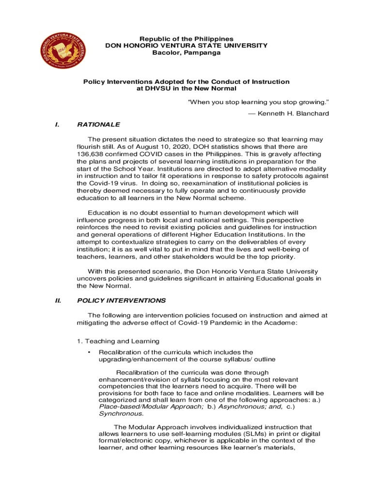 Fillable Online Republic of the Philippines DON HONORIO VENTURA STATE ...