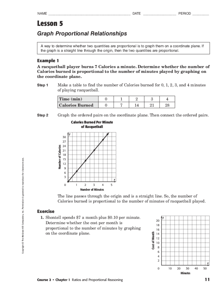Fillable Online Lesson Plan: 8.EE.B.5 - Graphing Proportional ...