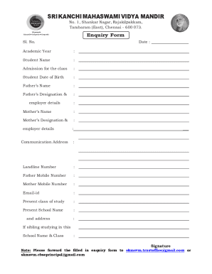 Fillable Online Enquiry Form Fax Email Print - pdfFiller