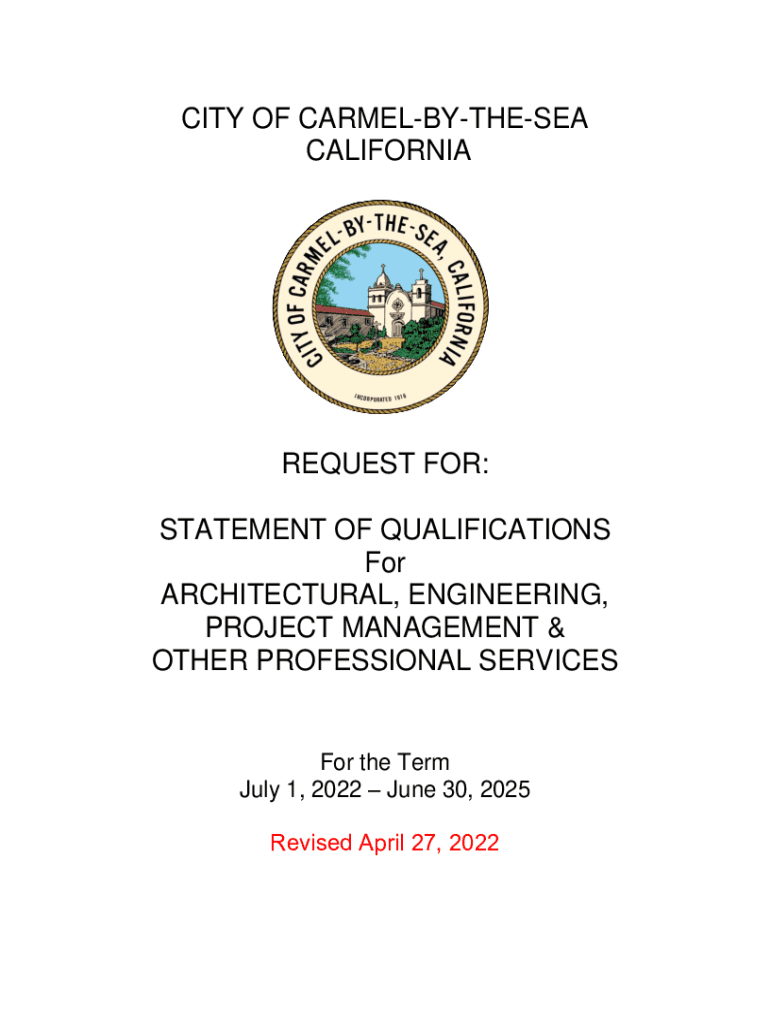 Fillable Online ci carmel ca Request for Statements of Qualifications ...