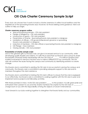 Fillable Online CKI Club Charter Ceremony Sample Script Fax Email Print ...