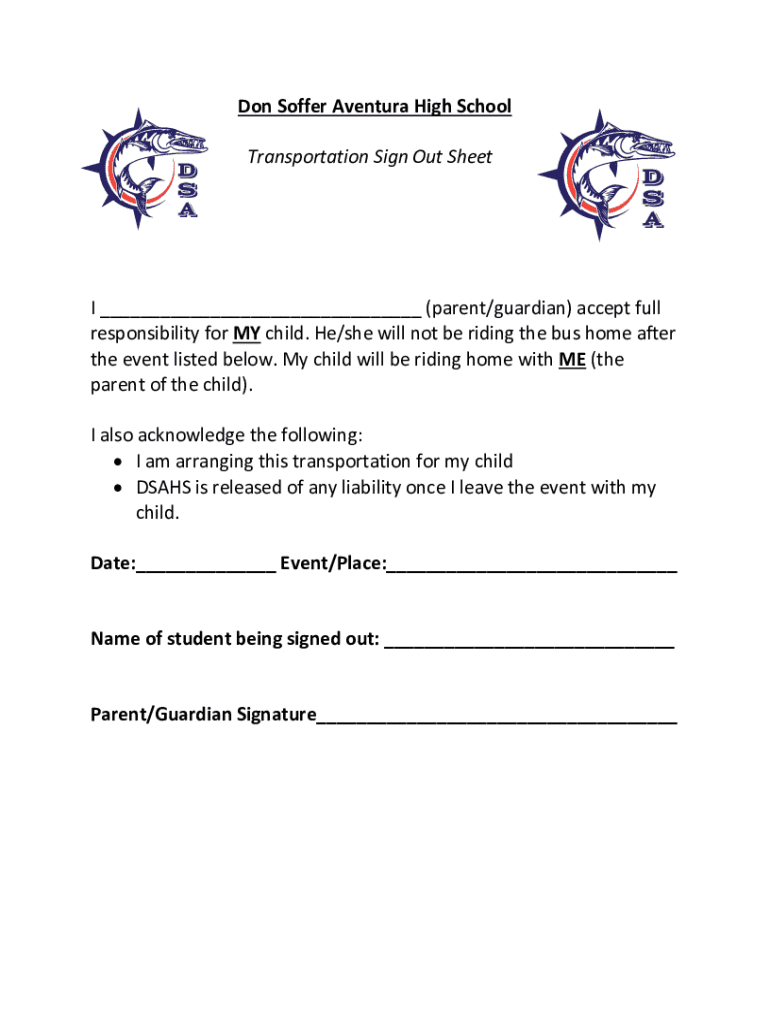 Fillable Online Parent Sign Out Form.docx Fax Email Print - pdfFiller