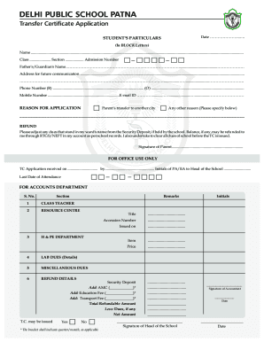 Fillable Online TC Application Form.cdr - DPS Patna Fax Email Print - pdfFiller