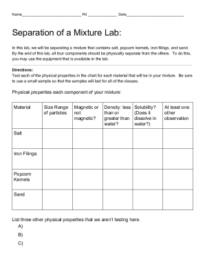 Fillable Online separation of a mixture lab - The Separations among ...