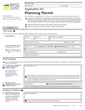Fillable Online Planning Permits, Forms, Fees and Pre-Application ...