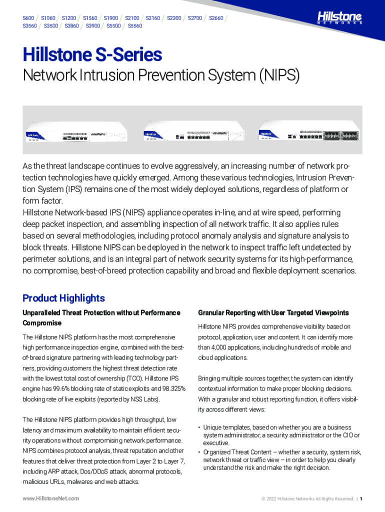 Fillable Online S-Series Network Intrusion Prevention System (NIPS) Fax Email Print - pdfFiller