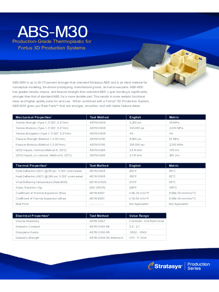 Fillable Online ABS-M30: A High Strength 3D Printing Material ...