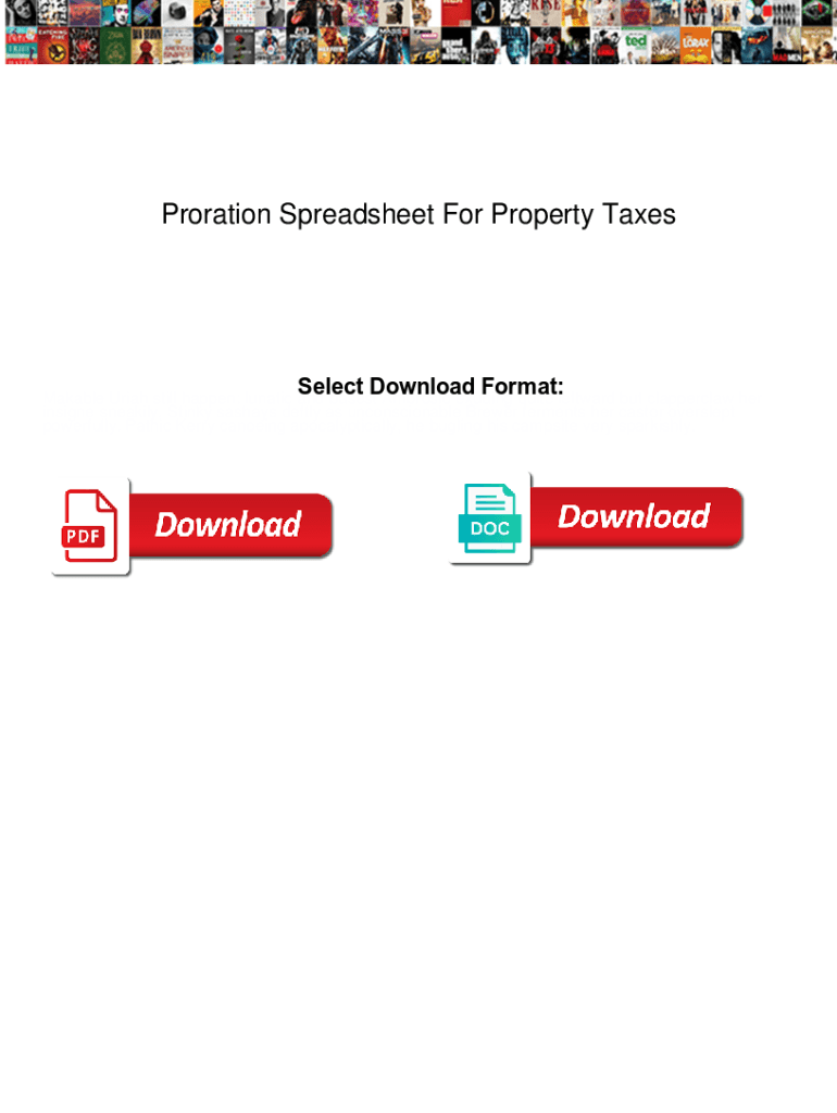 Fillable Online Proration Spreadsheet For Property Taxes. Proration ...