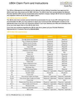 Fillable Online Sample UB Claim Form & Instructions UB-04 Fax Email ...