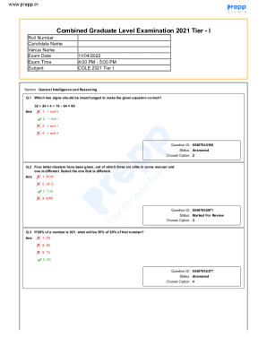 Fillable Online Combined Graduate Level Examination 2021 Tier - I ...