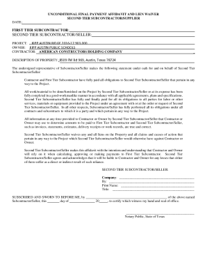 Fillable Online SECOND TIER SUBCONTRACTOR/SELLER Fax Email Print - pdfFiller