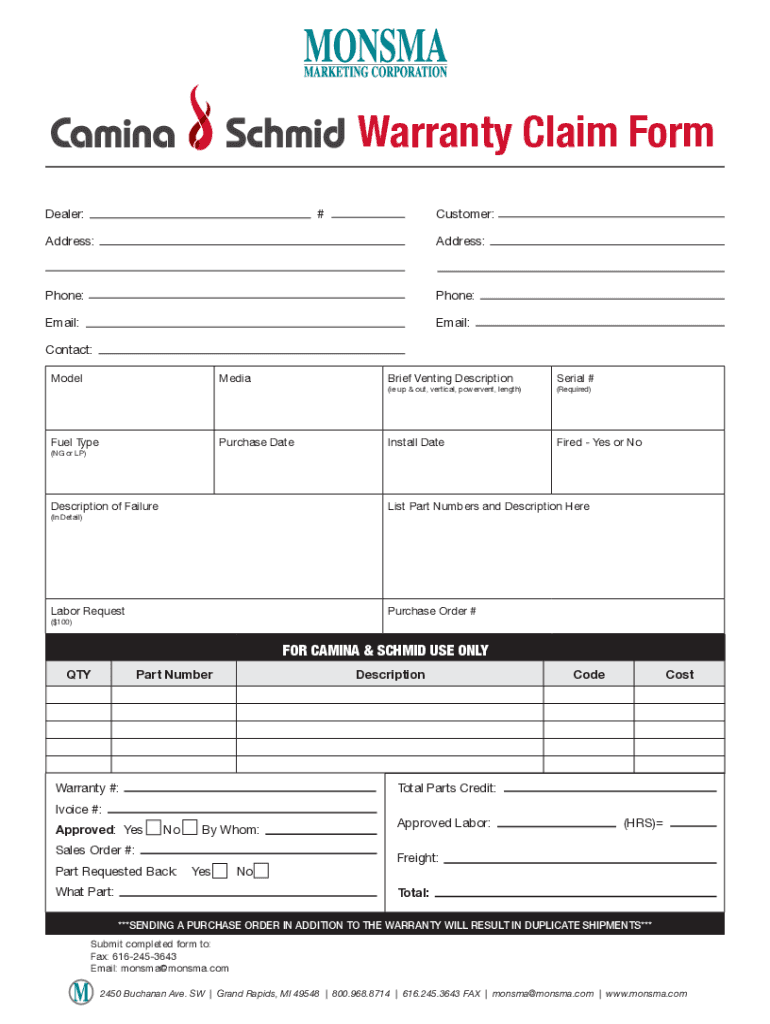 Fillable Online Warranty Claim Form Template - Jotform Fax Email Print ...