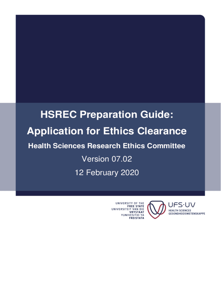 Fillable Online HSREC Preparation Guide: Application for Ethics ...