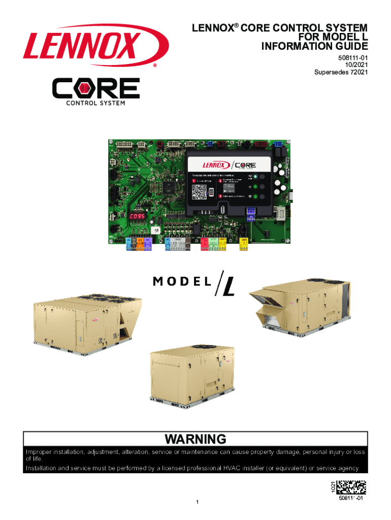 Fillable Online Lennox CORE Unit Controller Setting and Parameters Fax ...