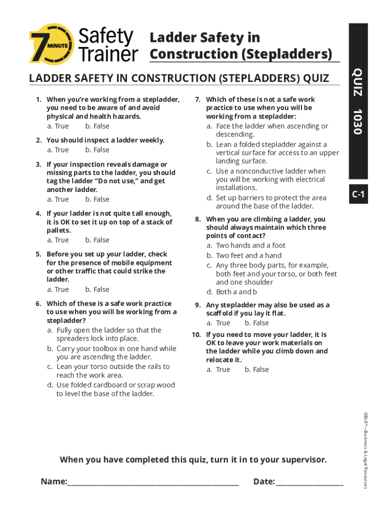 Fillable Online Using Ladders Safely - Information Sheet Fax Email ...