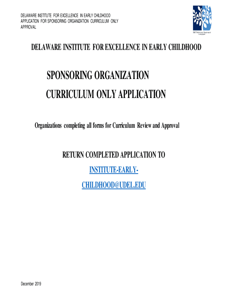 Fillable Online DIEEC - Sponsoring Organization Curriculum Only ...