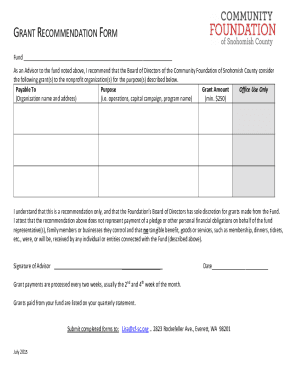 Fillable Online Donor-Advised Fund Grant Recommendation Form Fax Email ...