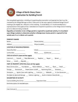 Fillable Online Village Building Permit Application - Chevy Chase ...
