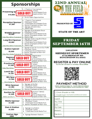 Fillable Online 2022 Field Sponsorship - Centre County Youth Service ...