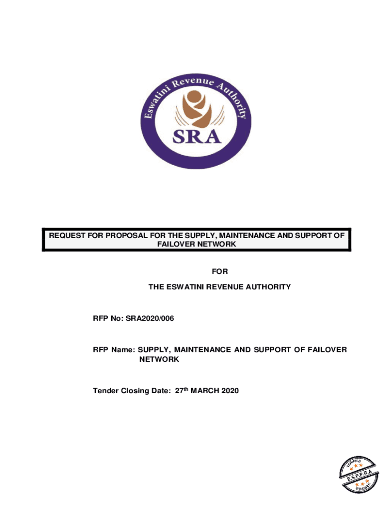 Fillable Online Eswatini Revenue Service Tender REQUEST FOR ...
