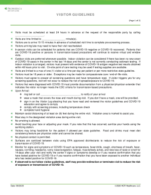 Fillable Online Visitor Guidelines Visit Criteria In-person visits can ...