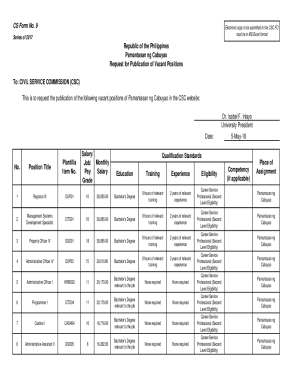 Fillable Online CS Form No. 9 To: CIVIL SERVICE COMMISSION (CSC) Date: 1 Fax Email Print - pdfFiller