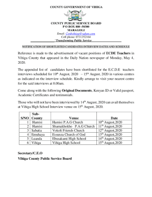 Fillable Online vihiga go Vihiga County Jobs - Fill Online, Printable ...