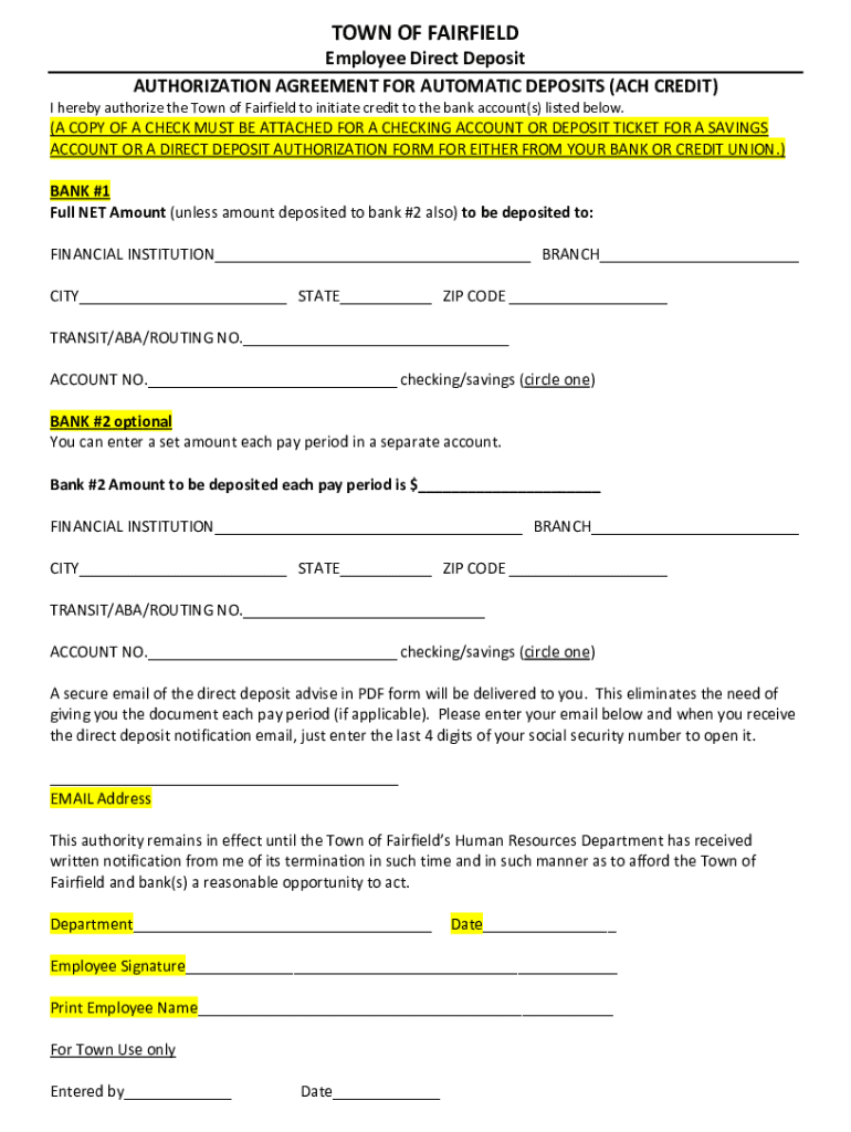 Fillable Online Direct Deposit Authorization and Input Form - CT.gov ...
