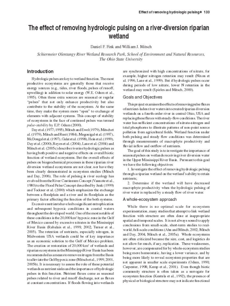 Fillable Online kb osu effects of a pulsing hydroperiod on a created ...