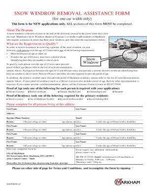Fillable Online Snow Windrow Removal Assitance Form. Snow Windrow ...