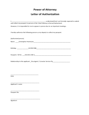 Fillable Online Power of Attorney Letter of Authorization - Consular ...