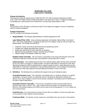 Fillable Online Laser Safety Program - BOWDOIN COLLEGE Fax Email Print ...