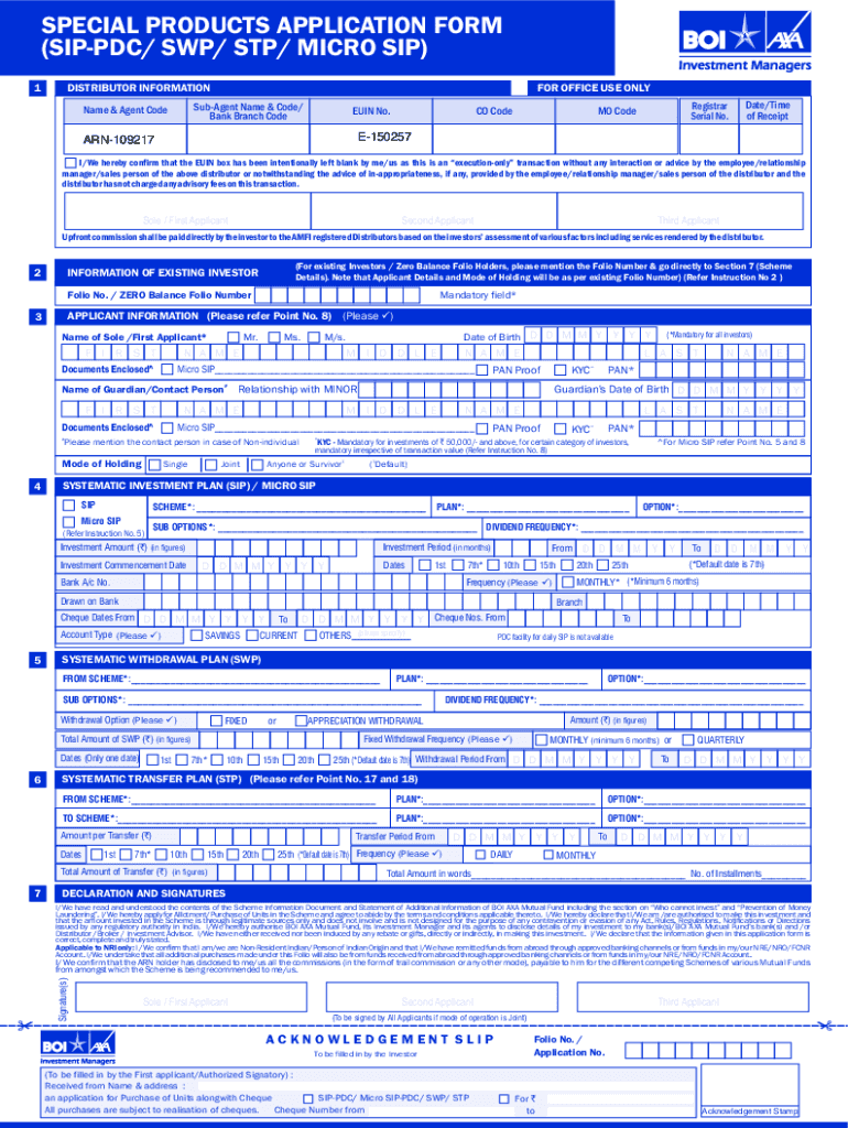 Fillable Online BOI AXA Mutual fund KIM and Application Forms ...