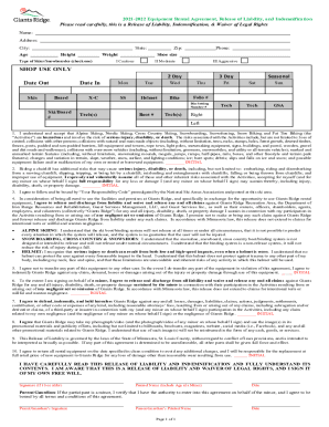 Fillable Online 2021-2022 Equipment Rental Agreement, Release of ...